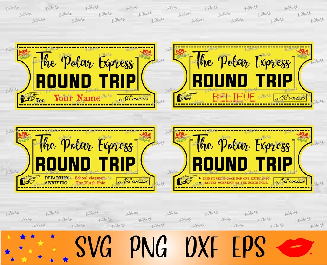 Polar Express Ticket (svg, Png, Dxf, Eps), Christmas Trip Design ...