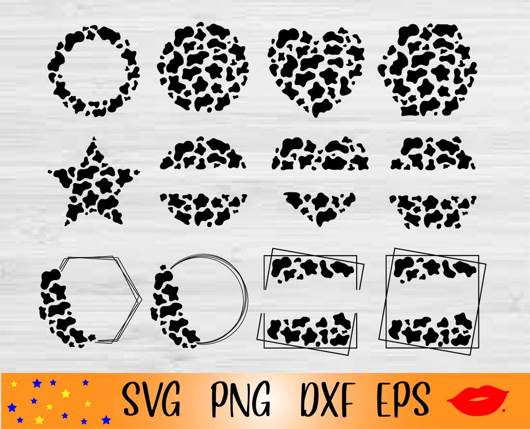 Cow Circle Monogram Bundle SVG-COW Frame Circle Png-cow Print Element ...