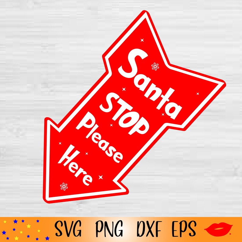 Santa Please Stop Here Door Hanger SVG, Christmas Sign (digital Files ...