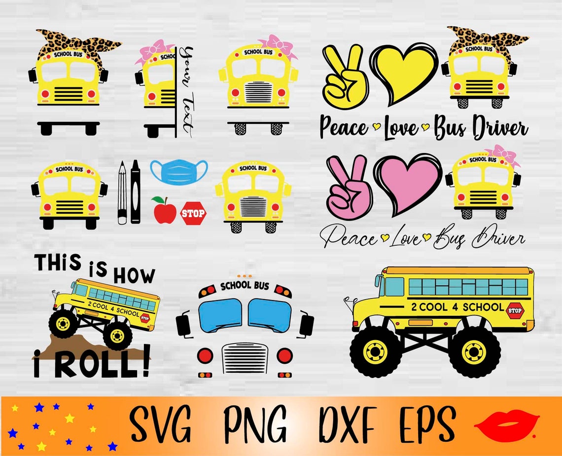 School Bus Monogram Bundle SVG Files-back to School Monogram - Etsy