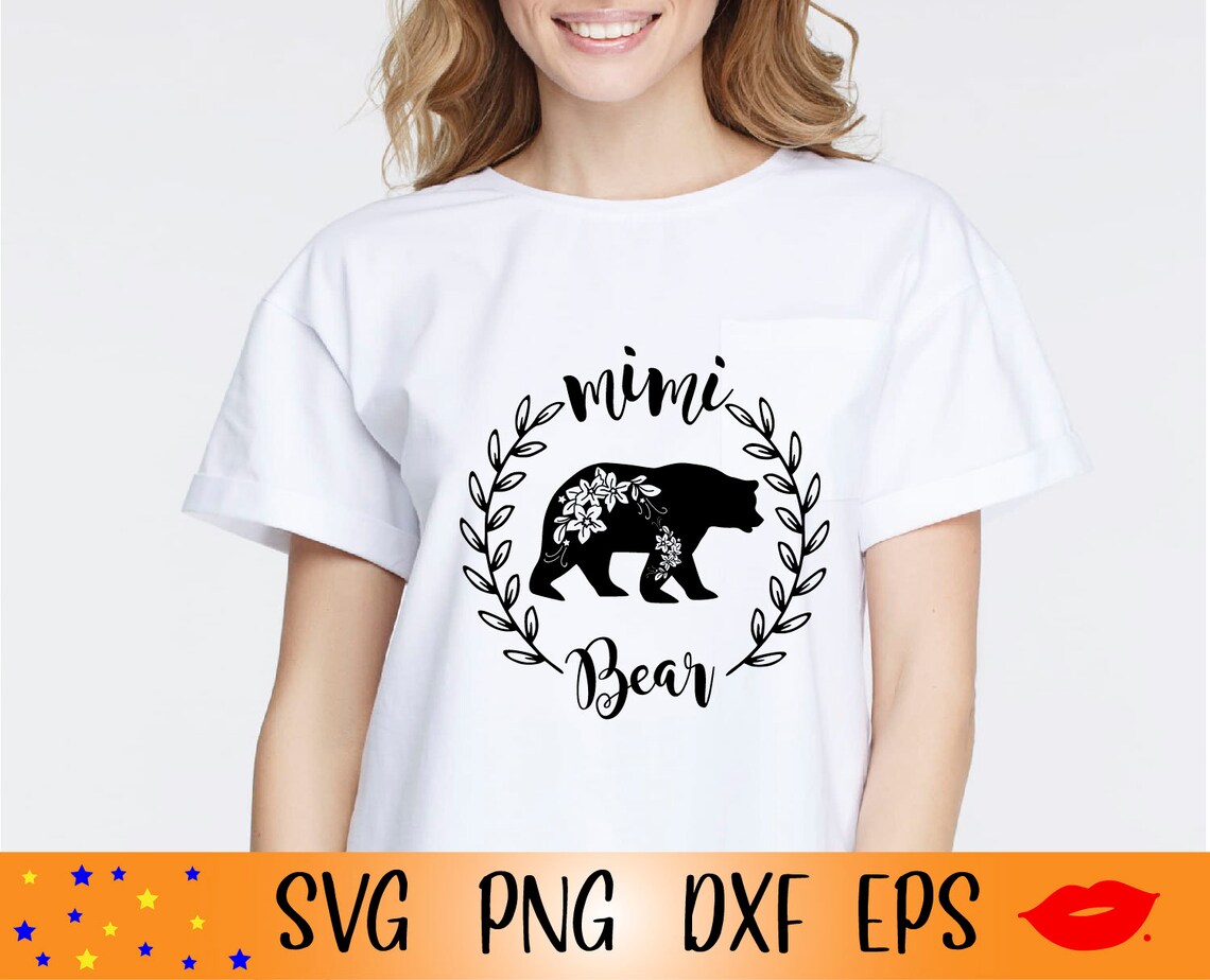 Floral MIMI Bear Svg-floral Bear Mimi Bear Monogram Png-mimi Gifts ...