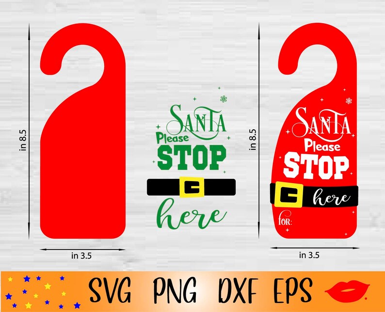 Santa Please Stop Here Door Hanger Svg-christmas Road Sign - Etsy
