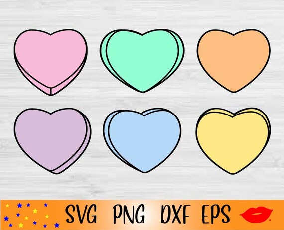 Color Conversational Hearts Pattern Svg-heart Candy Template | Etsy