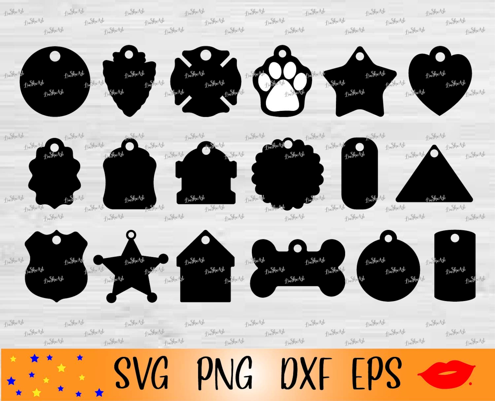 Dog Tag Template SVG-ID PET Tags Svg-dog Collar Dxf Files-dog | Etsy