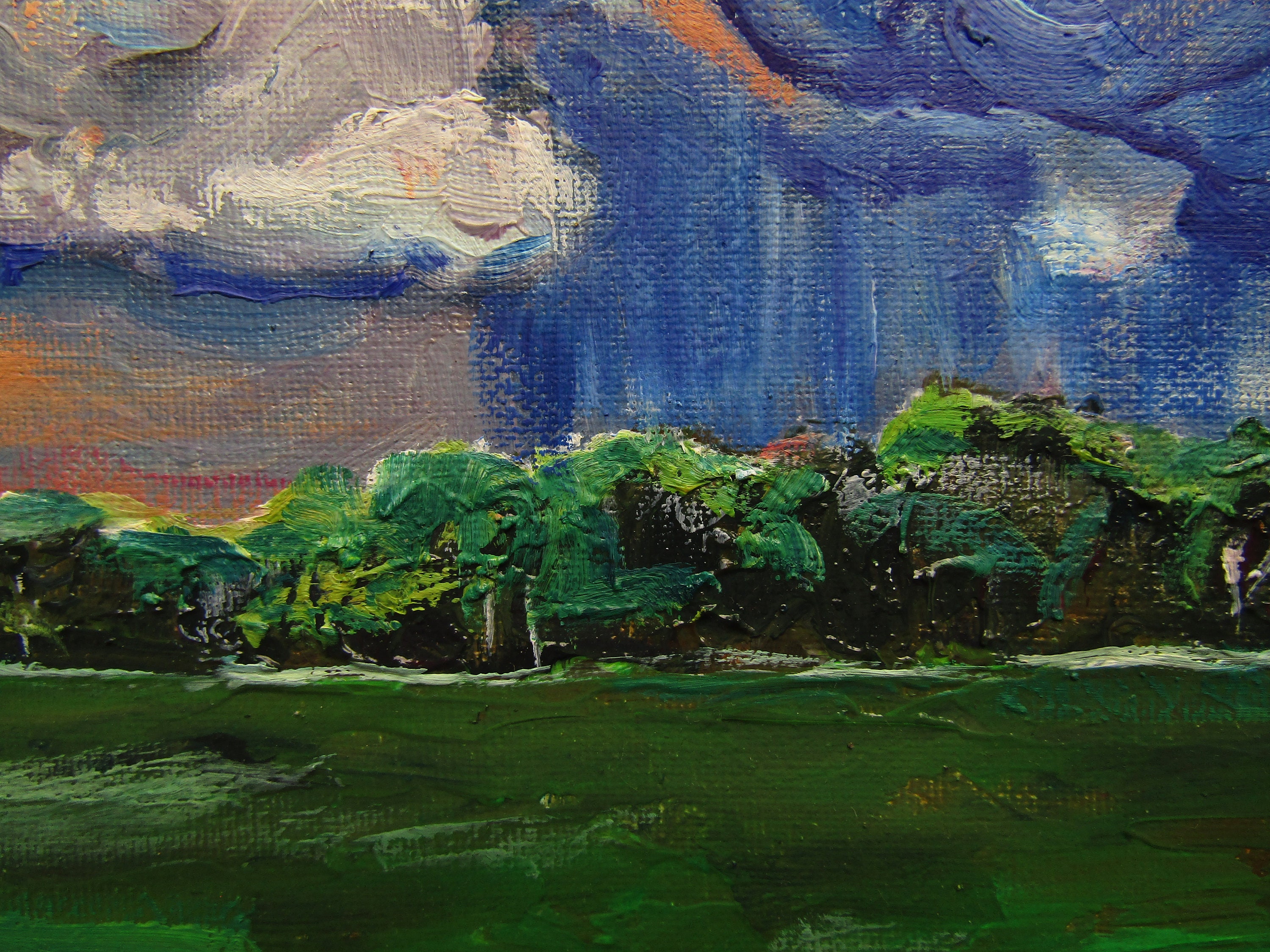 Thunder Storm Original Oil Painting, Thunder Lightning Painting, Summer ...