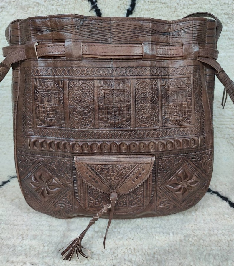 Moroccan Leather Bucket Bag Handmade Leather Shoulder Bag - Etsy