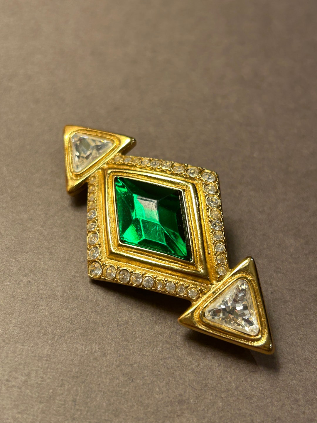 Vintage Jean-louis Scherrer Paris Brooch – Emerald Green & Clear ...
