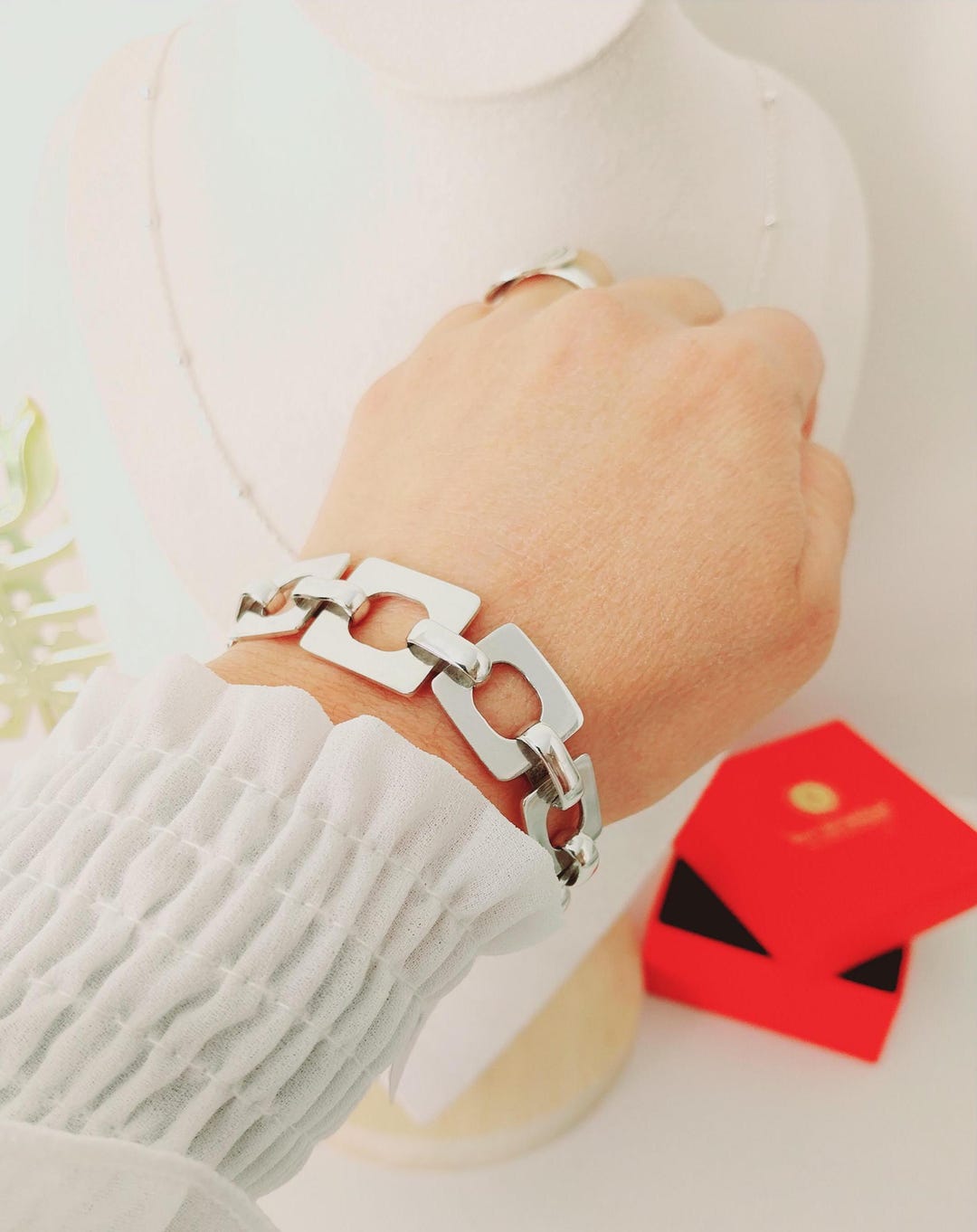 Peruvian 950 Sterling Silver Bracelet, Chunky Chain Bracelet, Silver ...