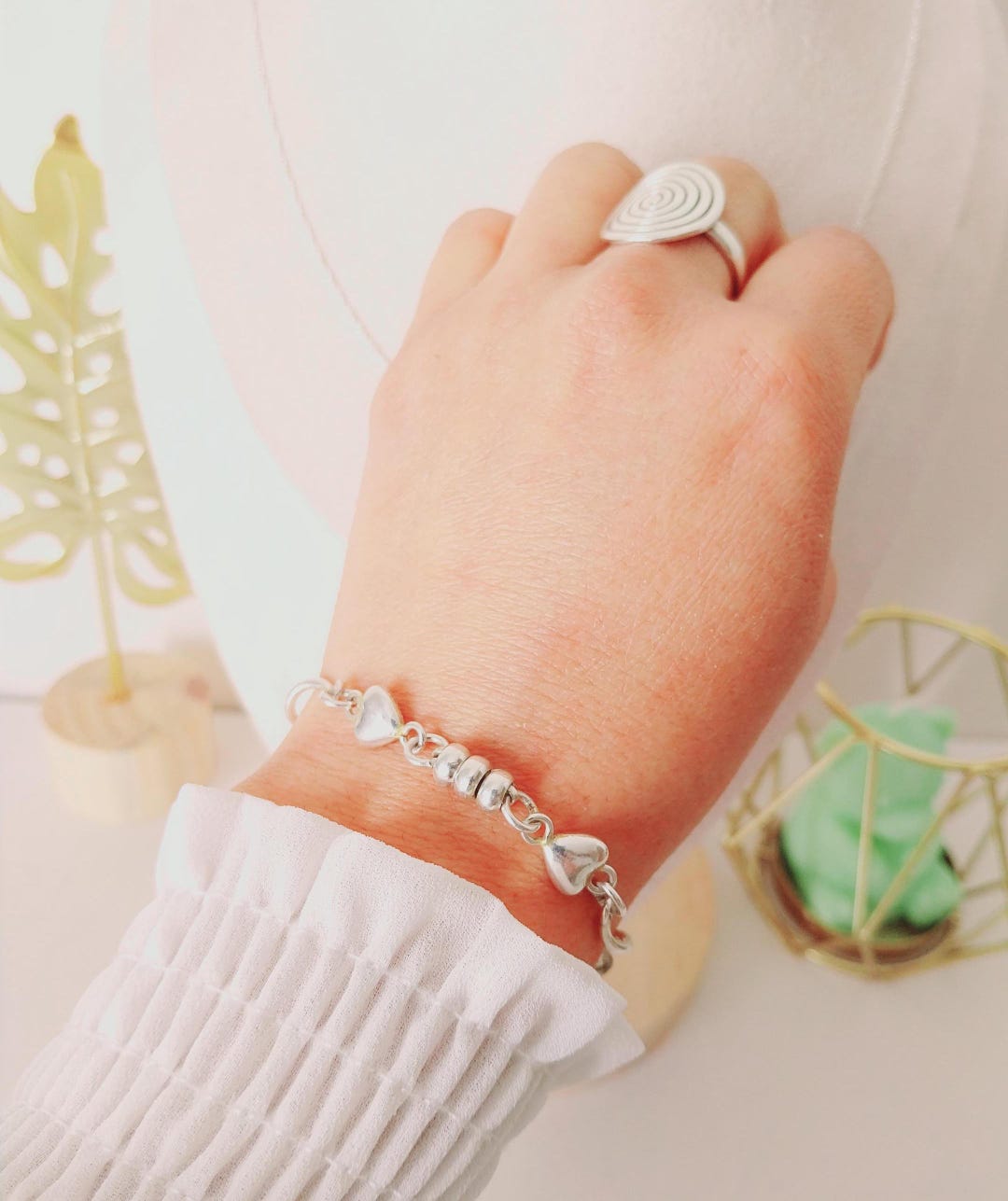 Pulsera De Plata Peruana De Ley 950, Pulsera Con Corazones De Plata ...
