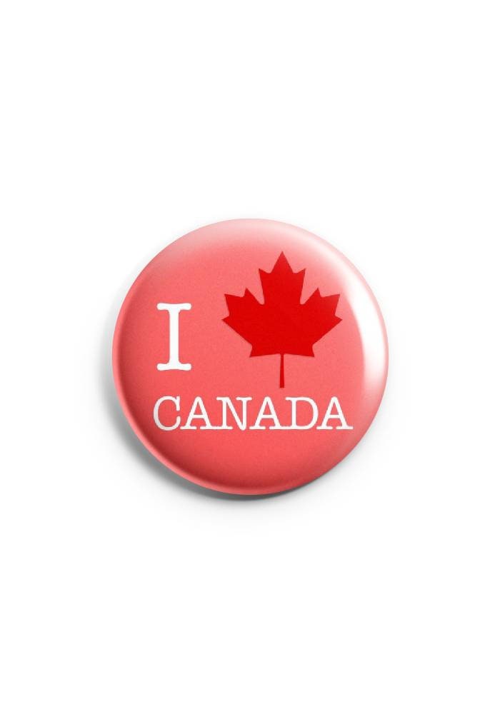 Canada 1" Button OR Magnet (made in Canada, We the North, Canadian Flag ...