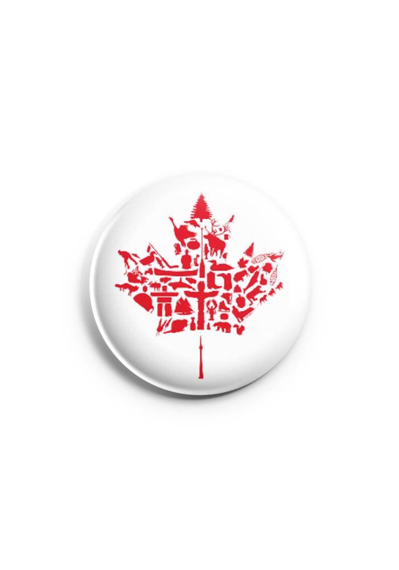 Canada 1" Button OR Magnet (made in Canada, We the North, Canadian Flag ...