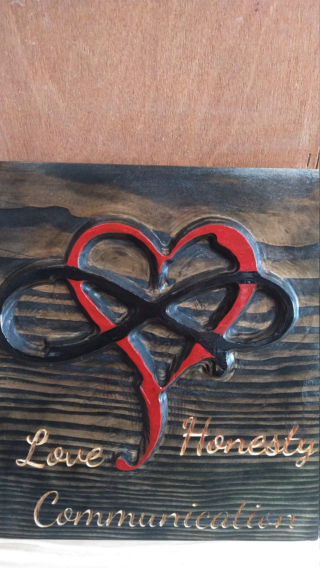 Polyamory Sign, Carved, Red and Black and Stain, Polyamorous, Infinity ...