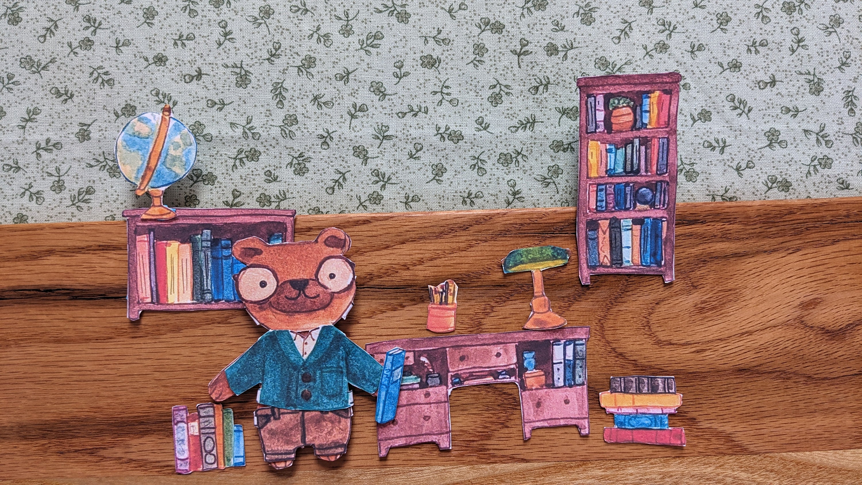 Bear Librarian, Paper Doll Printable Activity, Diy Craft Toy, 25 Pieces ...