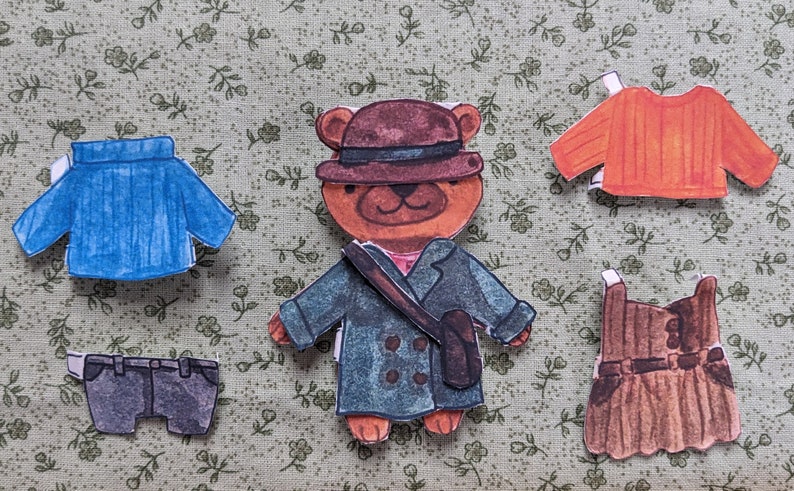 Bear Librarian, Paper Doll Printable Activity, Diy Craft Toy, 25 Pieces ...