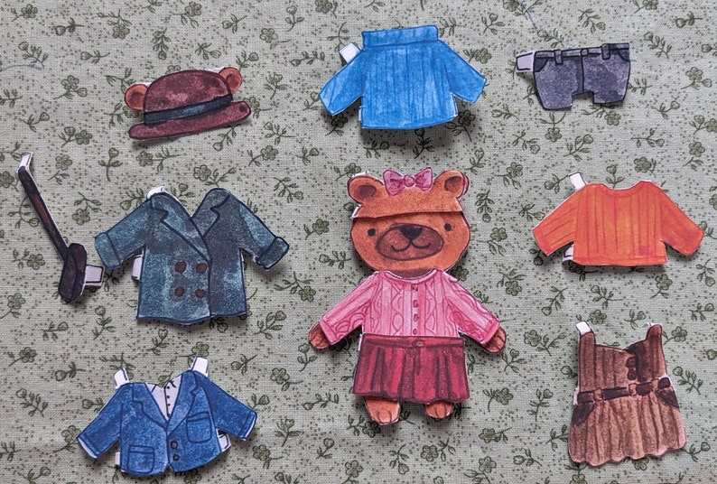Bear Librarian, Paper Doll Printable Activity, Diy Craft Toy, 25 Pieces ...