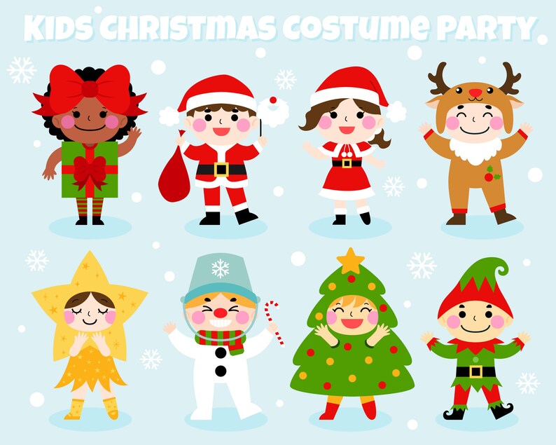 Children Wear Christmas Costume Illustration Vector and PNG Files - Etsy