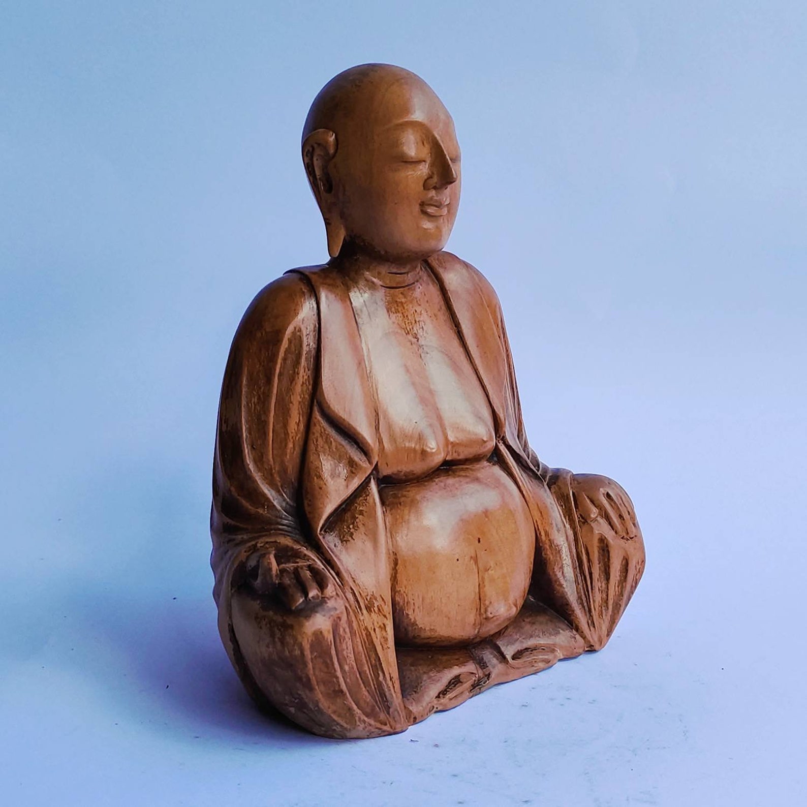 Wood Carving Buddha Fat Meditating, Buddha Statue , Mothers Day Gift ...