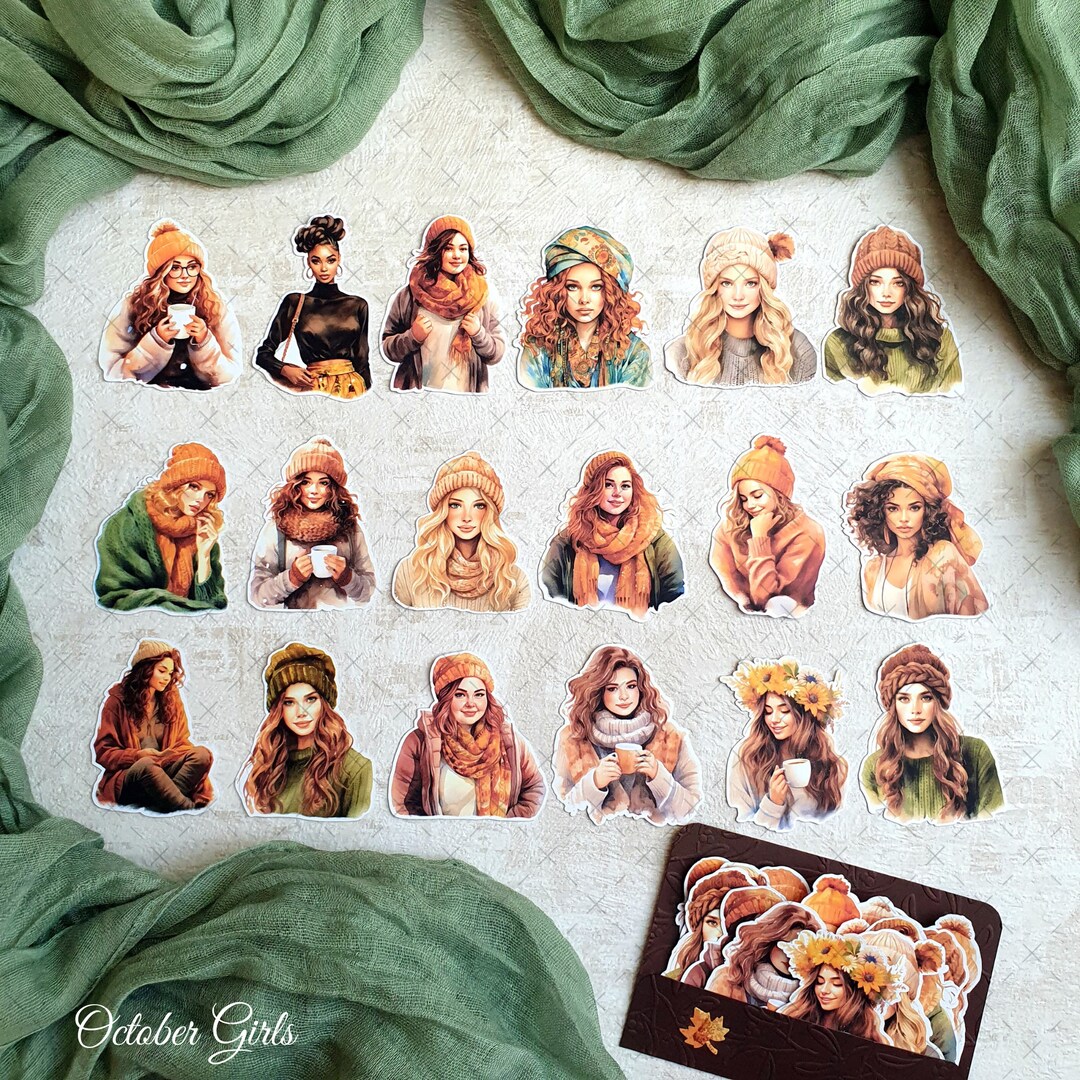 October Girls Cutouts Paper Dolls for Journaling, Scrapbooking, Bujo - Etsy