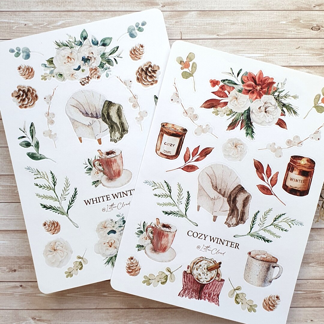 Cozy Winter / White Winter Journal Sticker Sheet Planner Stickers - Etsy