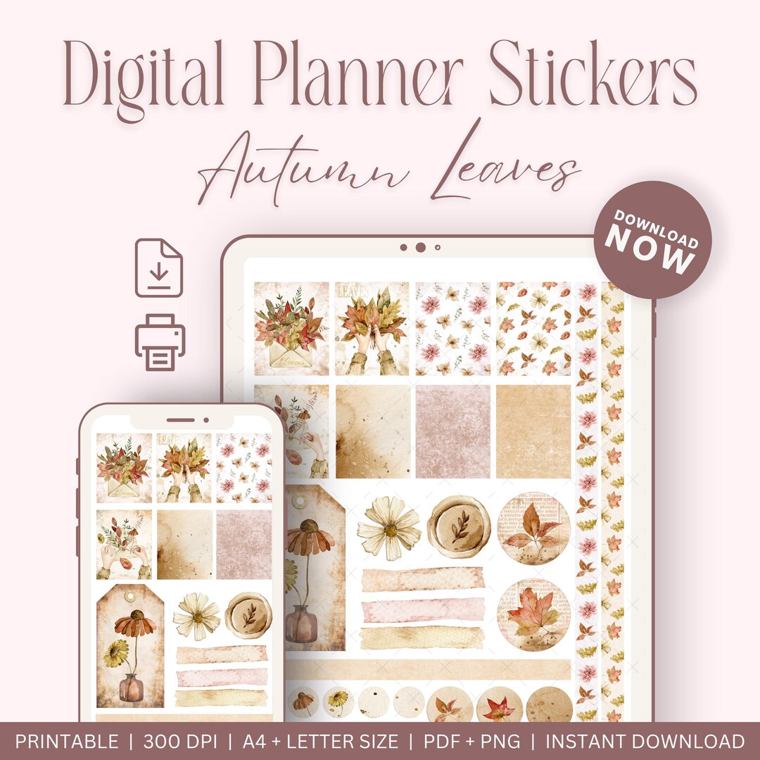 Fall Digital Planner Stickers PDF • Printable Journal, Bujo & Scrapbook ...