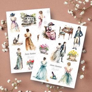 Jane Austen Set 2 Journal Sticker Sheets Planner Stickers - Etsy