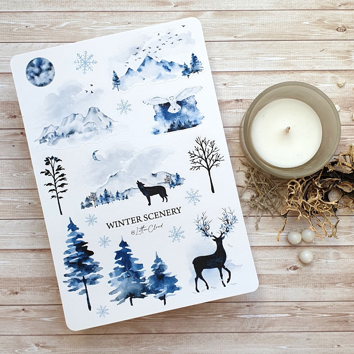 Winter Scenery Journal Sticker Sheet Planner Stickers - Etsy