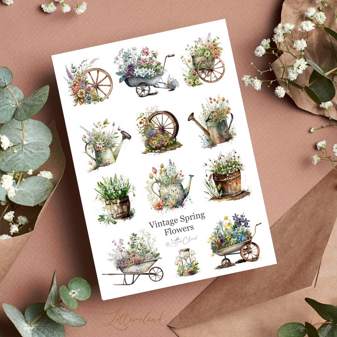 Vintage Spring Flowers Journal Sticker Sheet Planner - Etsy