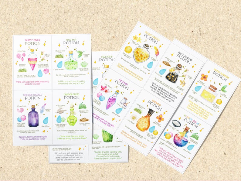 Potion Recipe Cards Printable | Magic Potion Recipes | Kids Potion Kit ...