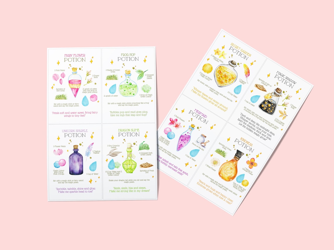 Fairy Potion Recipe Cards Printable | Magic Sensory Play for Kids ...