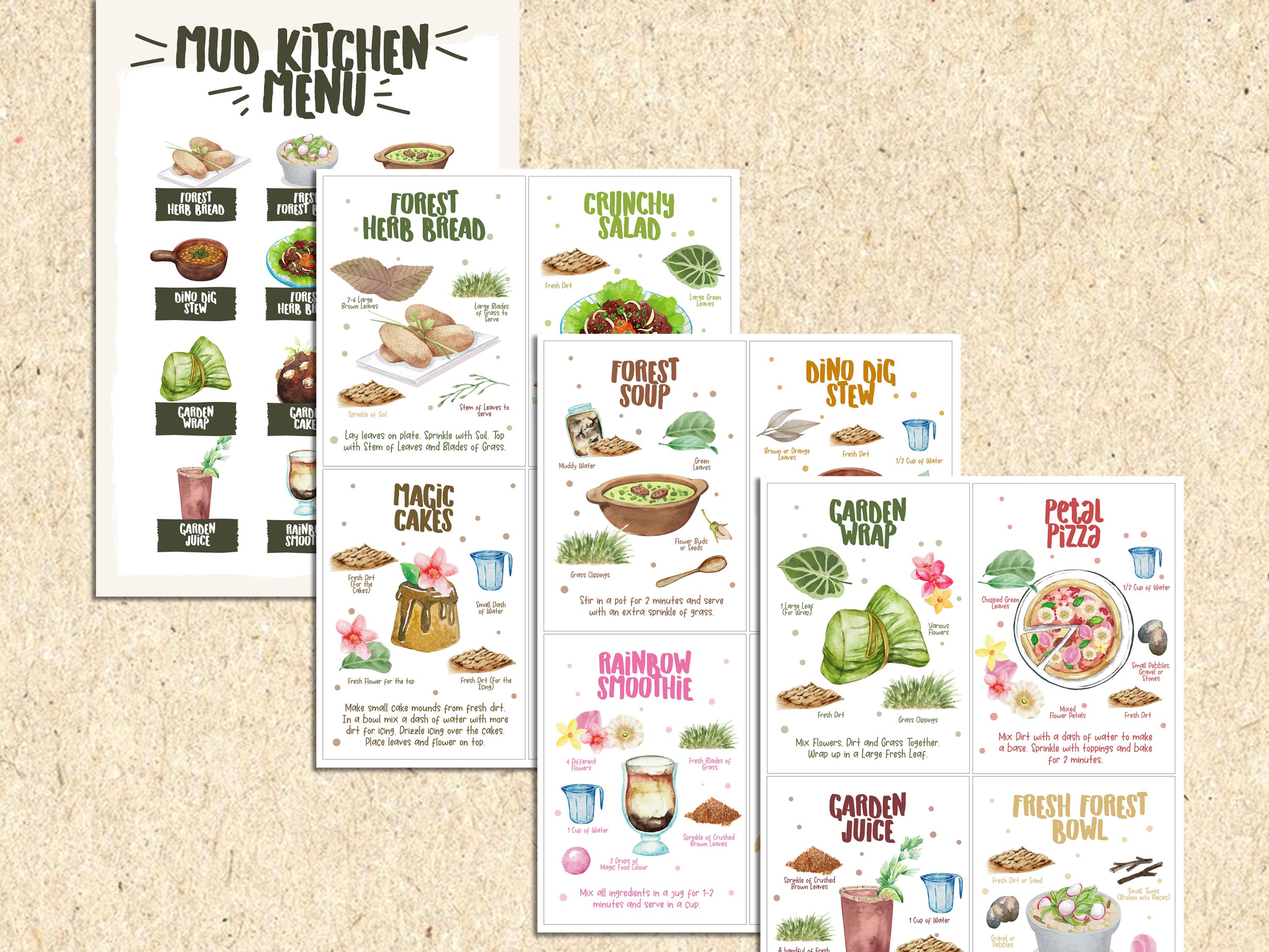 Mud Kitchen Recipes | Mud Kitchen Recipe Cards | Mud Kitchen Printable ...