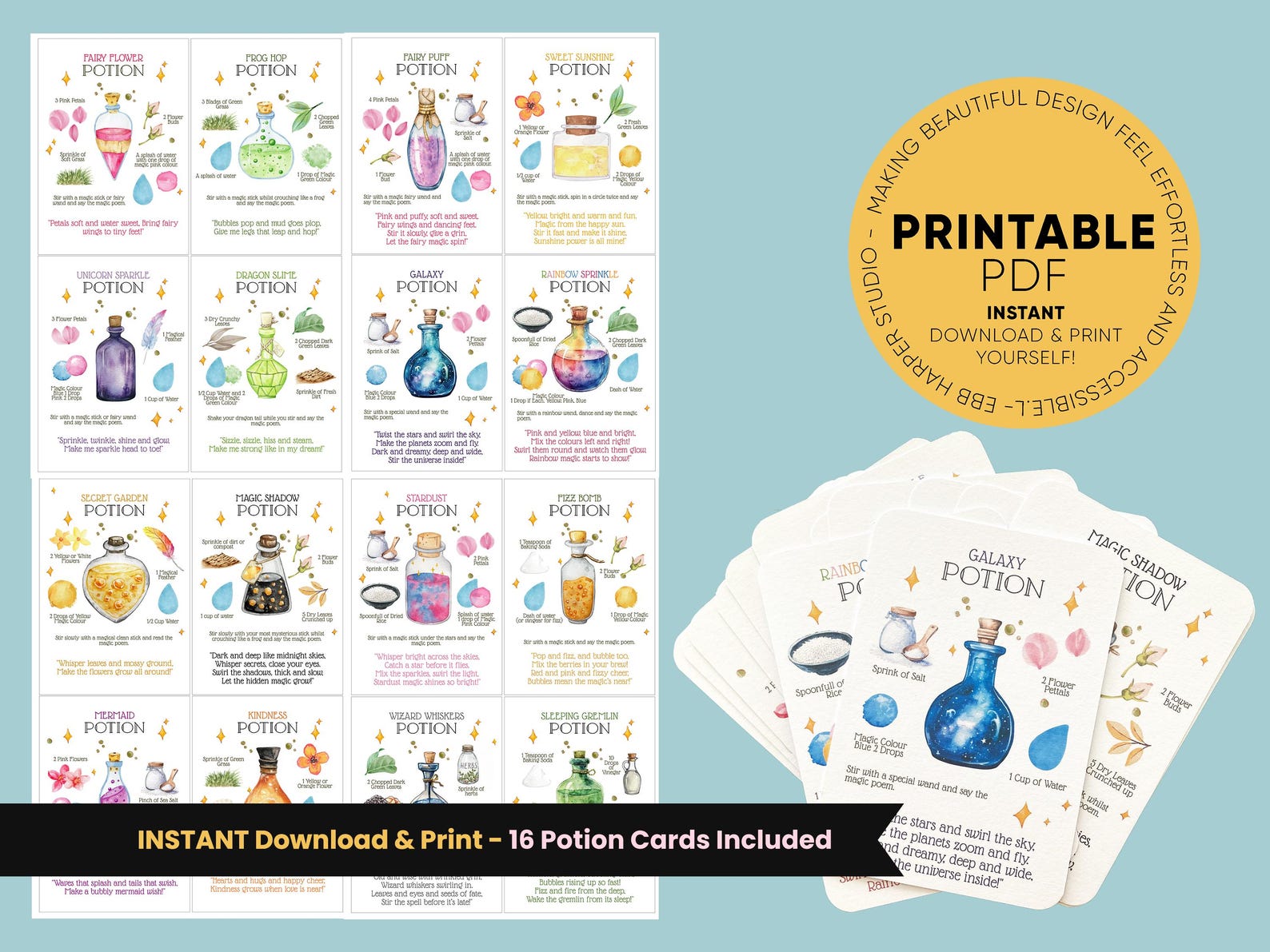 Potion Recipe Cards Printable | Magic Potion Recipes | Kids Potion Kit ...