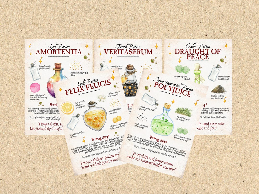 Wizard Potions | Magic Potion Cards Printable | Potions Poster | Magic ...