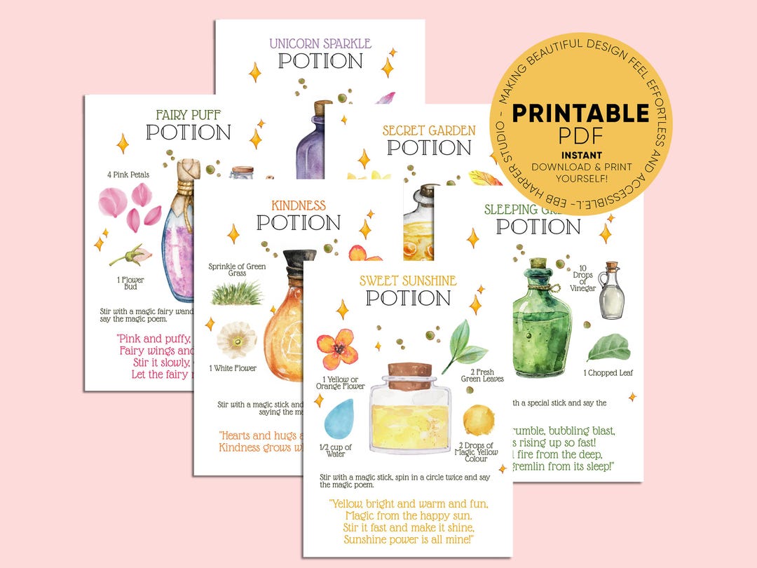Potion Recipe Cards Printable | Magic Potion Recipes | Kids Potion Kit ...
