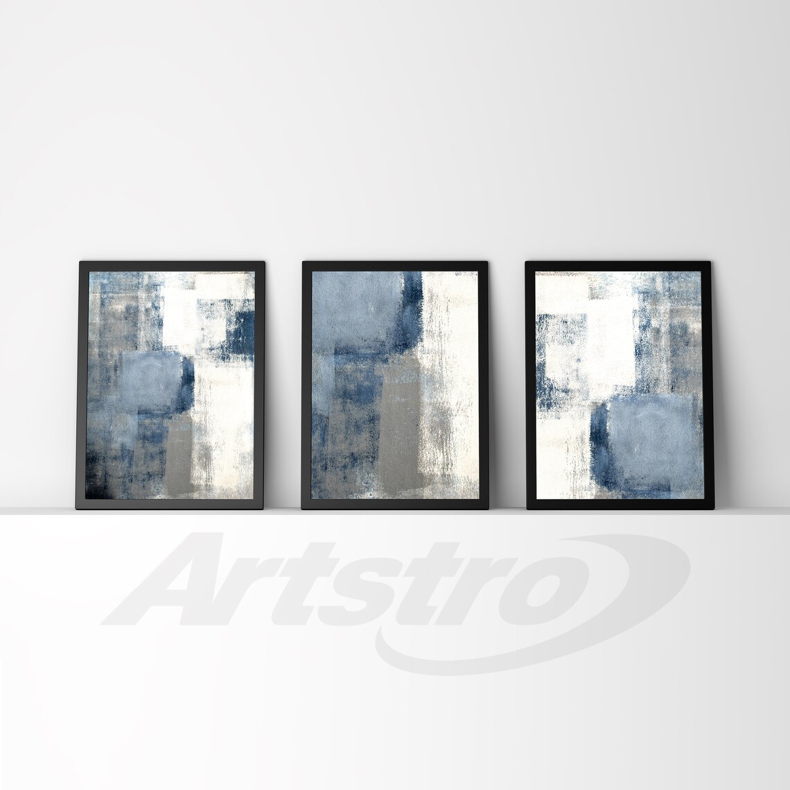 Navy Blue Grey Abstract Wall Artabstract Arta2set of 3 - Etsy