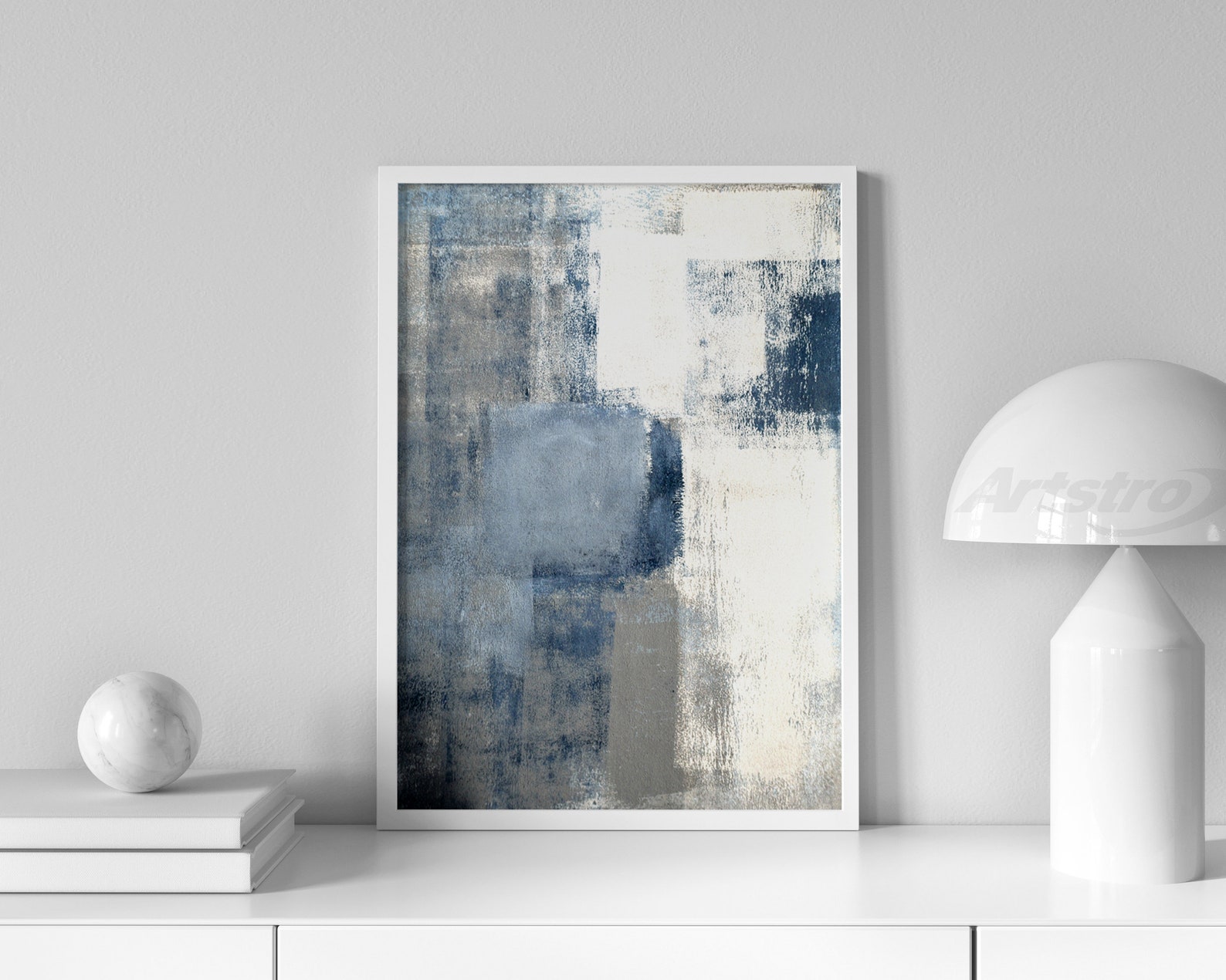 Navy Blue Grey Abstract Wall Artabstract Arta2set of 3 - Etsy