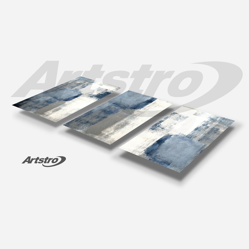 Navy Blue Grey Abstract Wall Artabstract Arta2set of 3 - Etsy