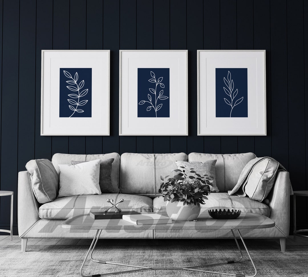 Blue Wall Prints, Botanical Wall Prints, Plant Wall Art, Botanical Line ...