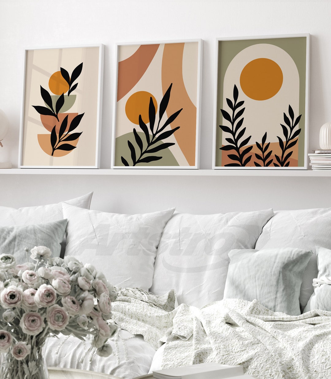 Boho Abstract Wall Art Prints, , Set of 3 Wall Prints, Scandi Art,boho Wall Decor, Mid Century ...