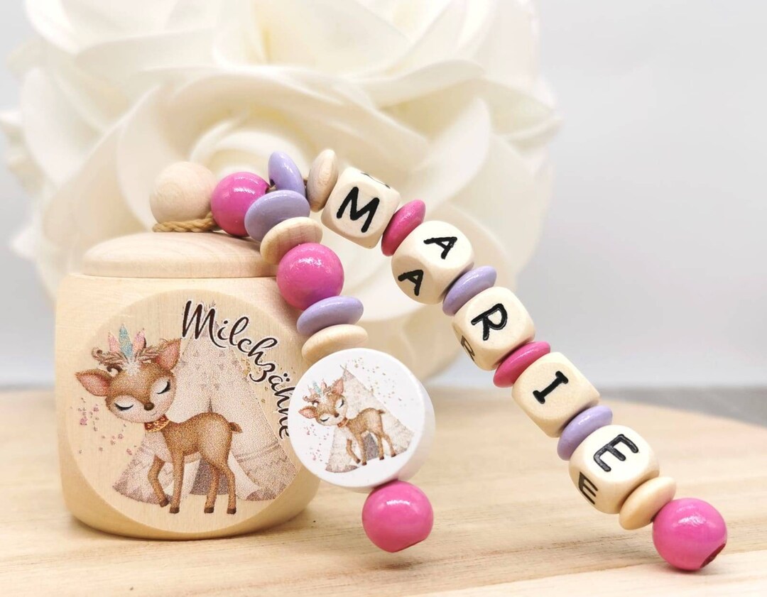 Tooth Box Milk Tooth Box Deer Fawn With Name Girl Teeth Gift School ...
