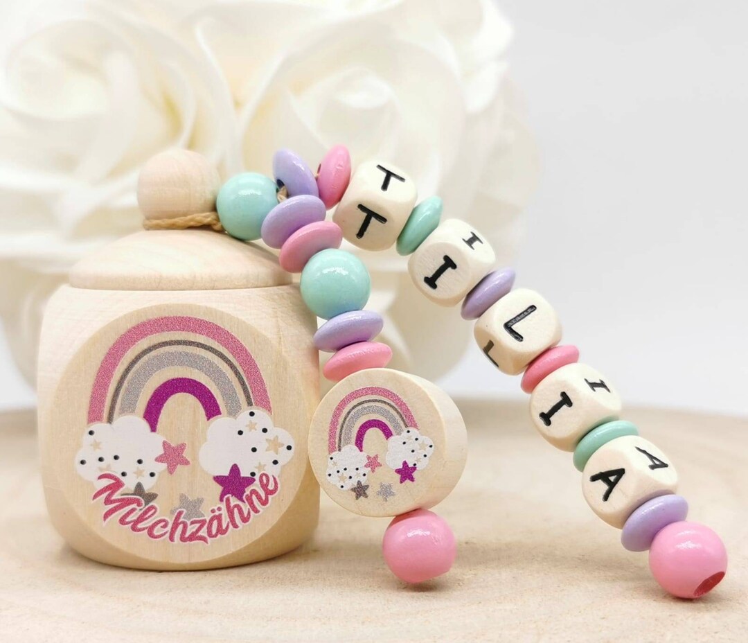 Tooth Box Milk Tooth Box With Name Girl Rainbow Gift School - Etsy