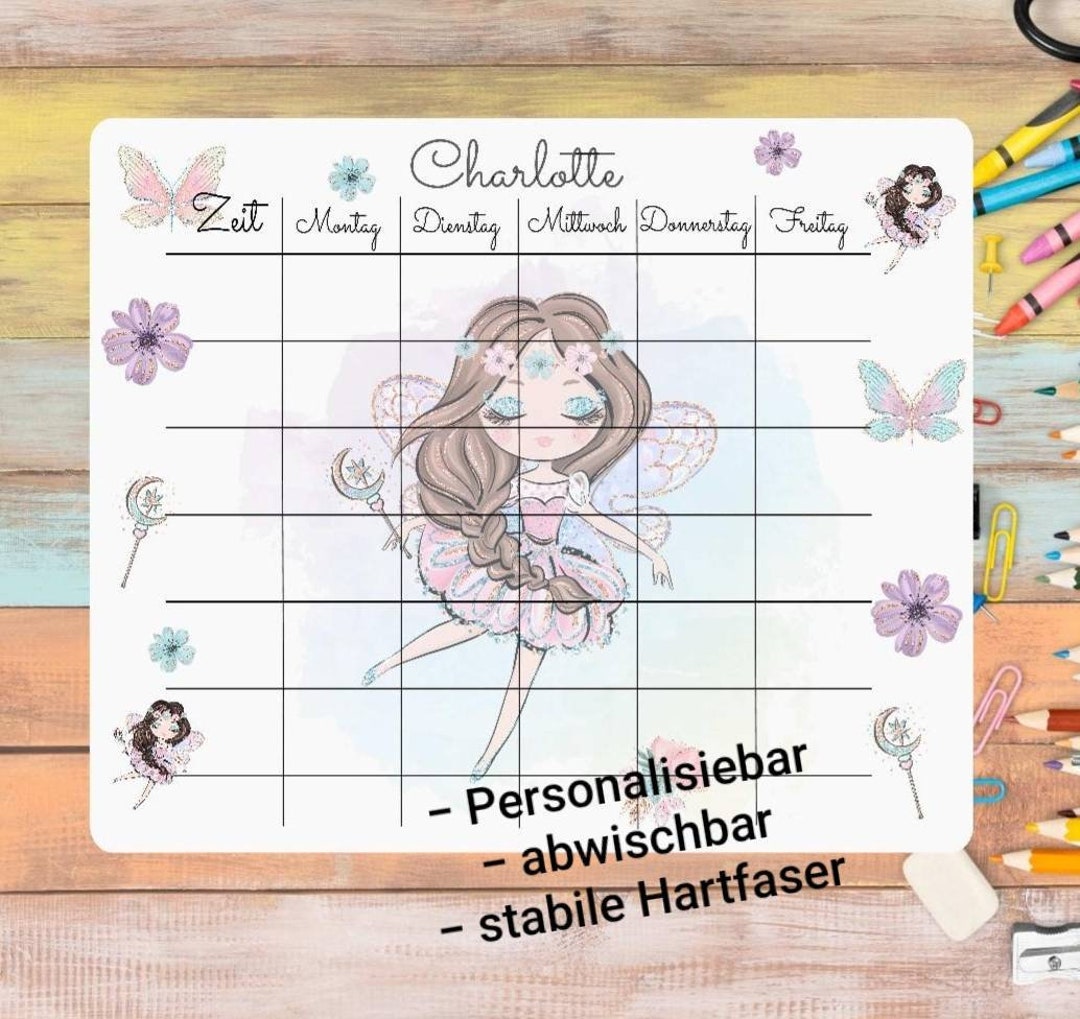 Personalized Timetable With Name Girl Fairy Wipe off Gift - Etsy