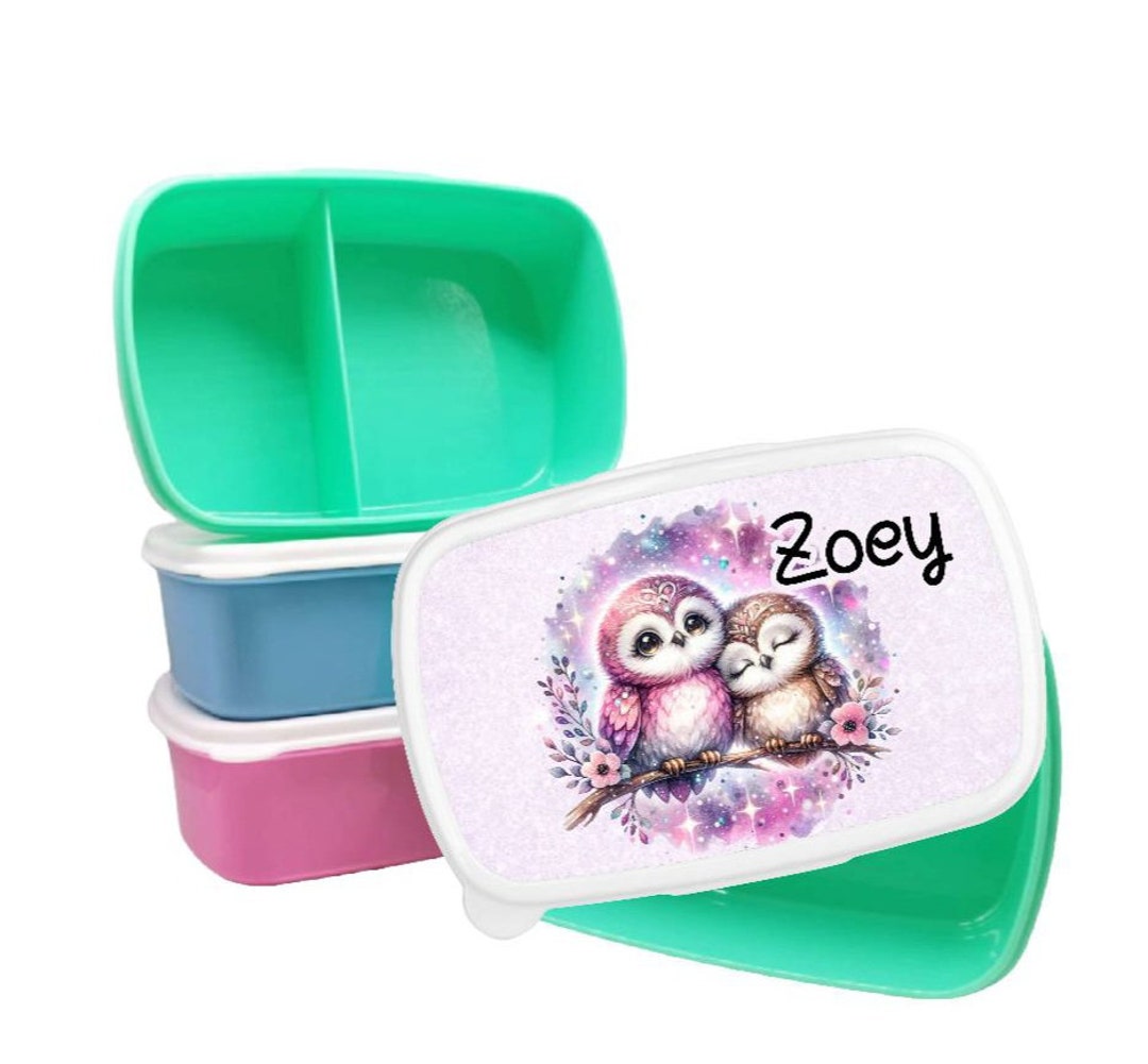 Lunch Box With Name Owl Girl Children Personalized Lunch Box Snack Box ...