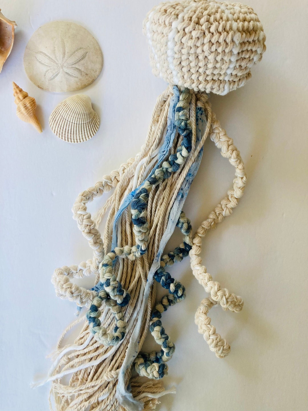 Glow in the Dark Hanging Jellyfish, Macrame Sea Creatures, Beach ...