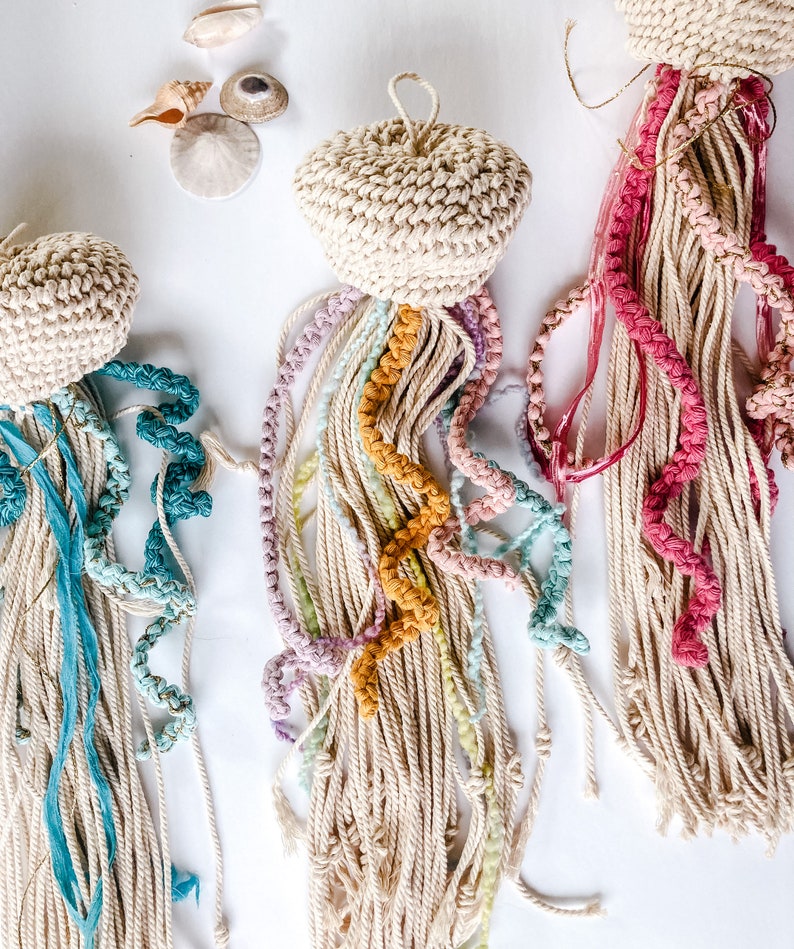 Macrame Hanging Jellyfish Coastal Sea Creatures Decor - Etsy