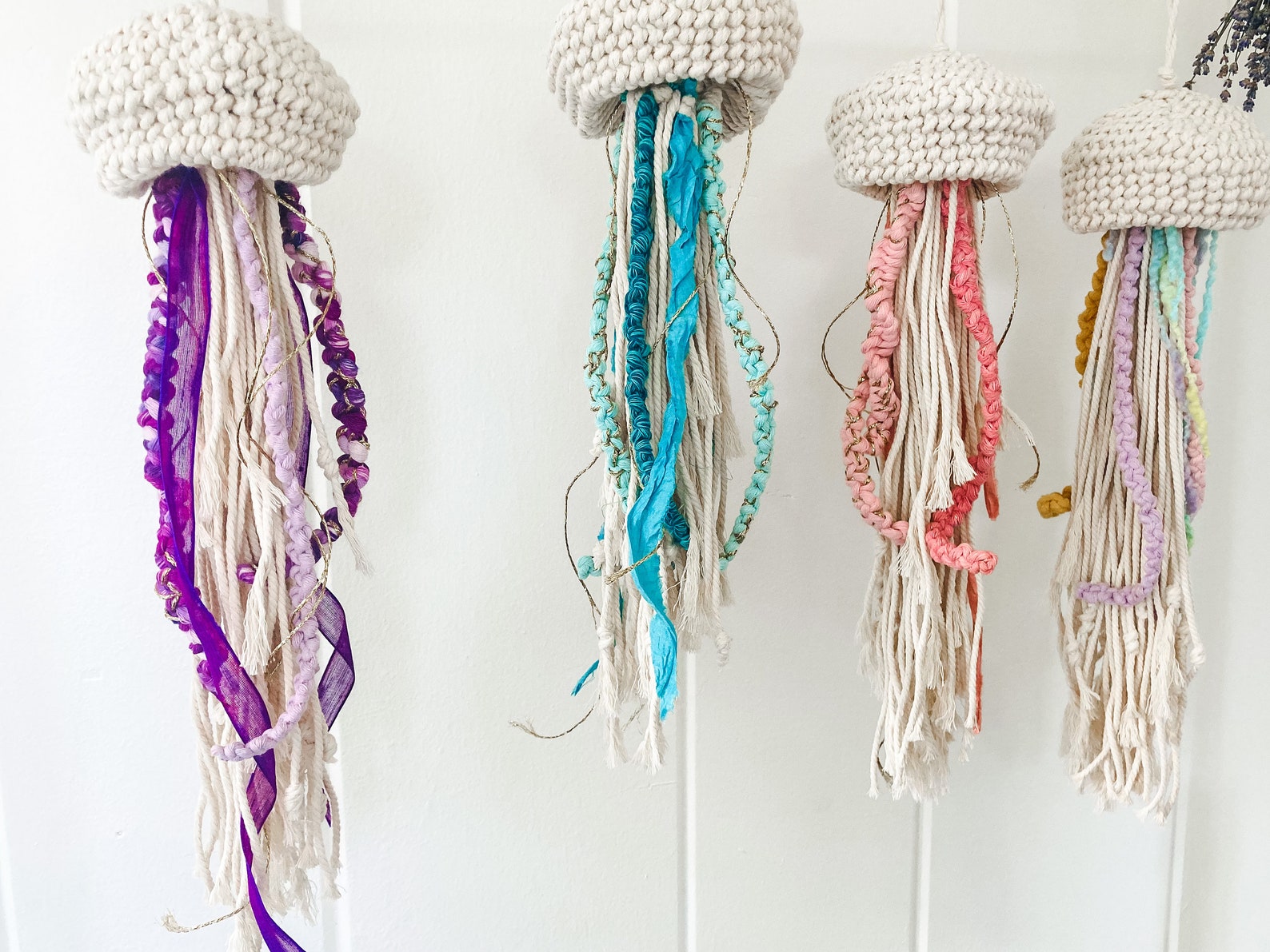 Macrame Hanging Jellyfish Coastal Sea Creatures Decor - Etsy