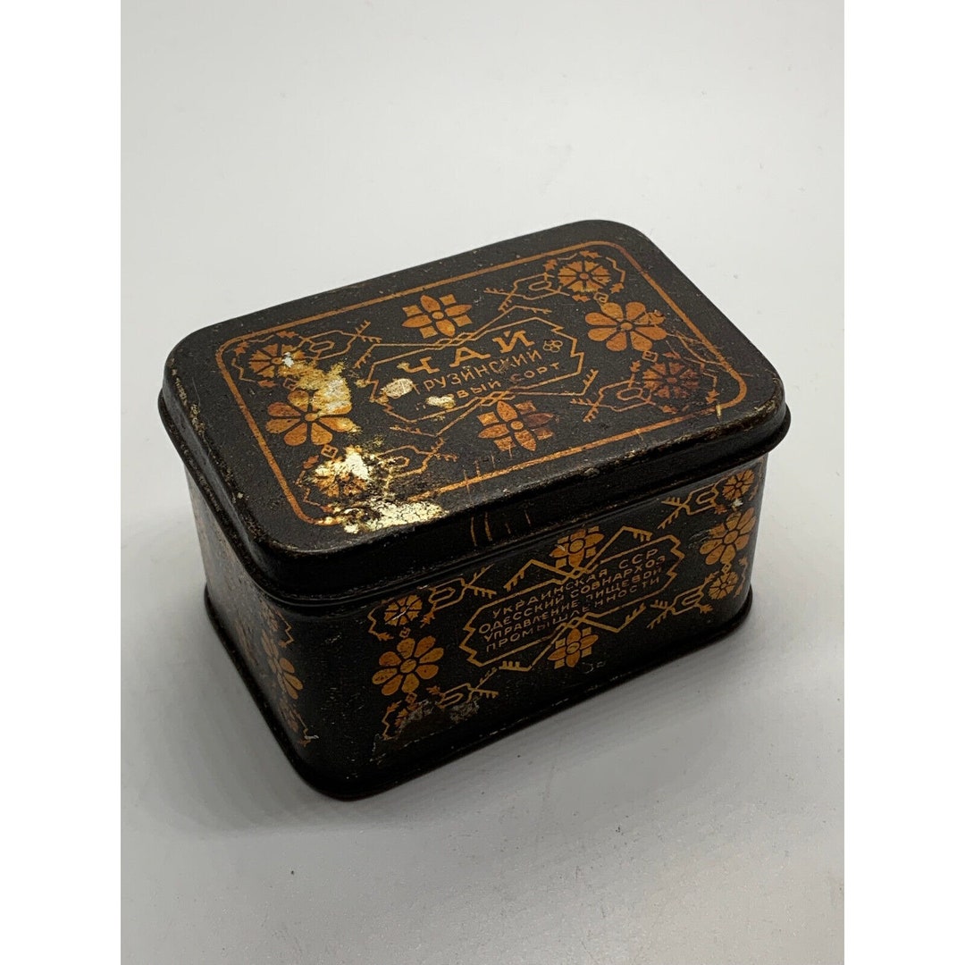Vintage Odeca Factory Soviet Empty Tin Tea Box GEORGIAN TEA - Etsy