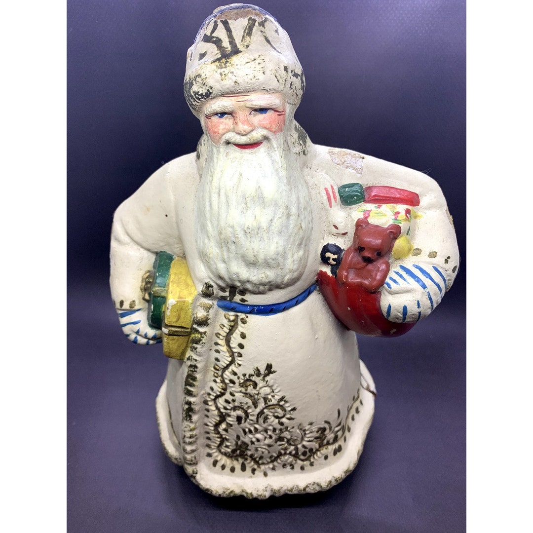 Santa Claus Ded Moroz Rare Vintage Pressed Sawdust Doll Soviet Toy ...