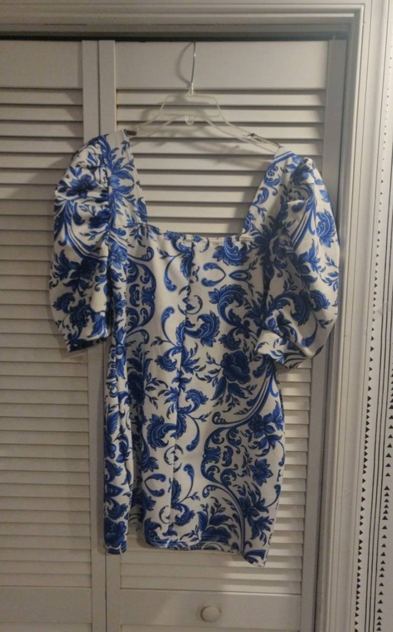 Blue and White Porcelain Print Dress - Etsy