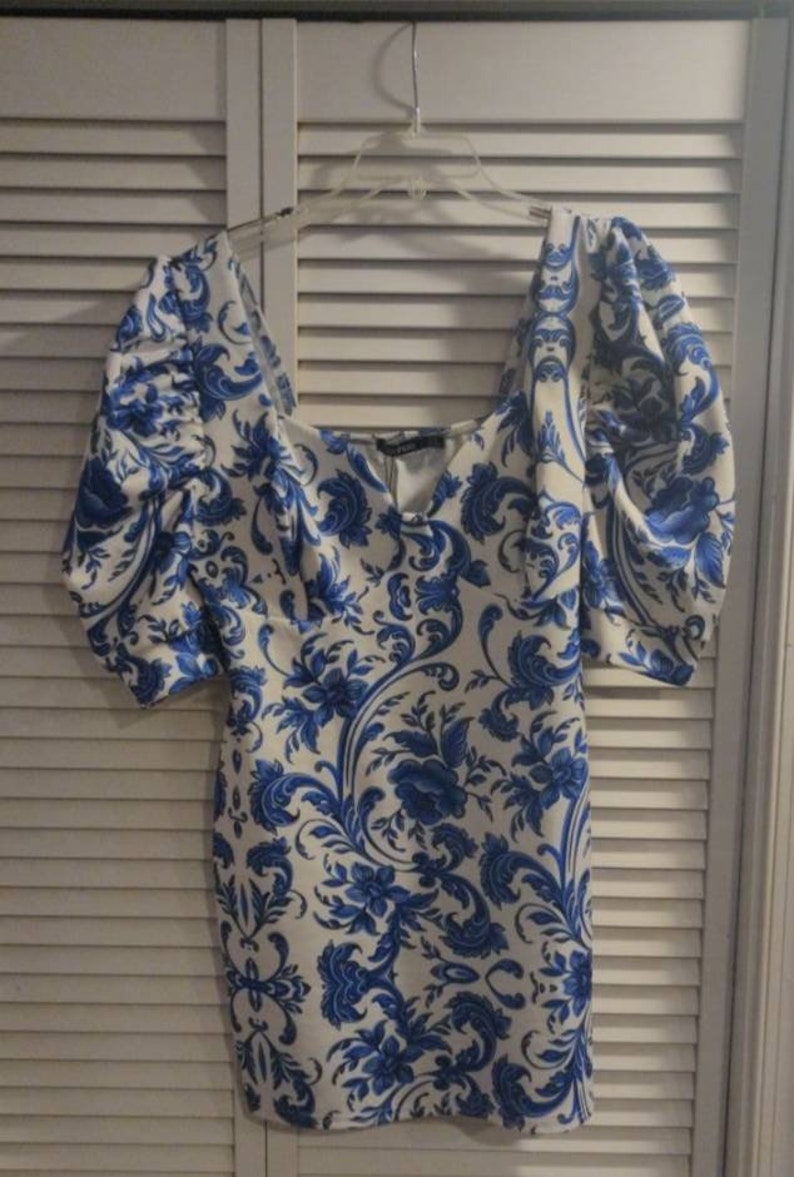 Blue and White Porcelain Print Dress - Etsy