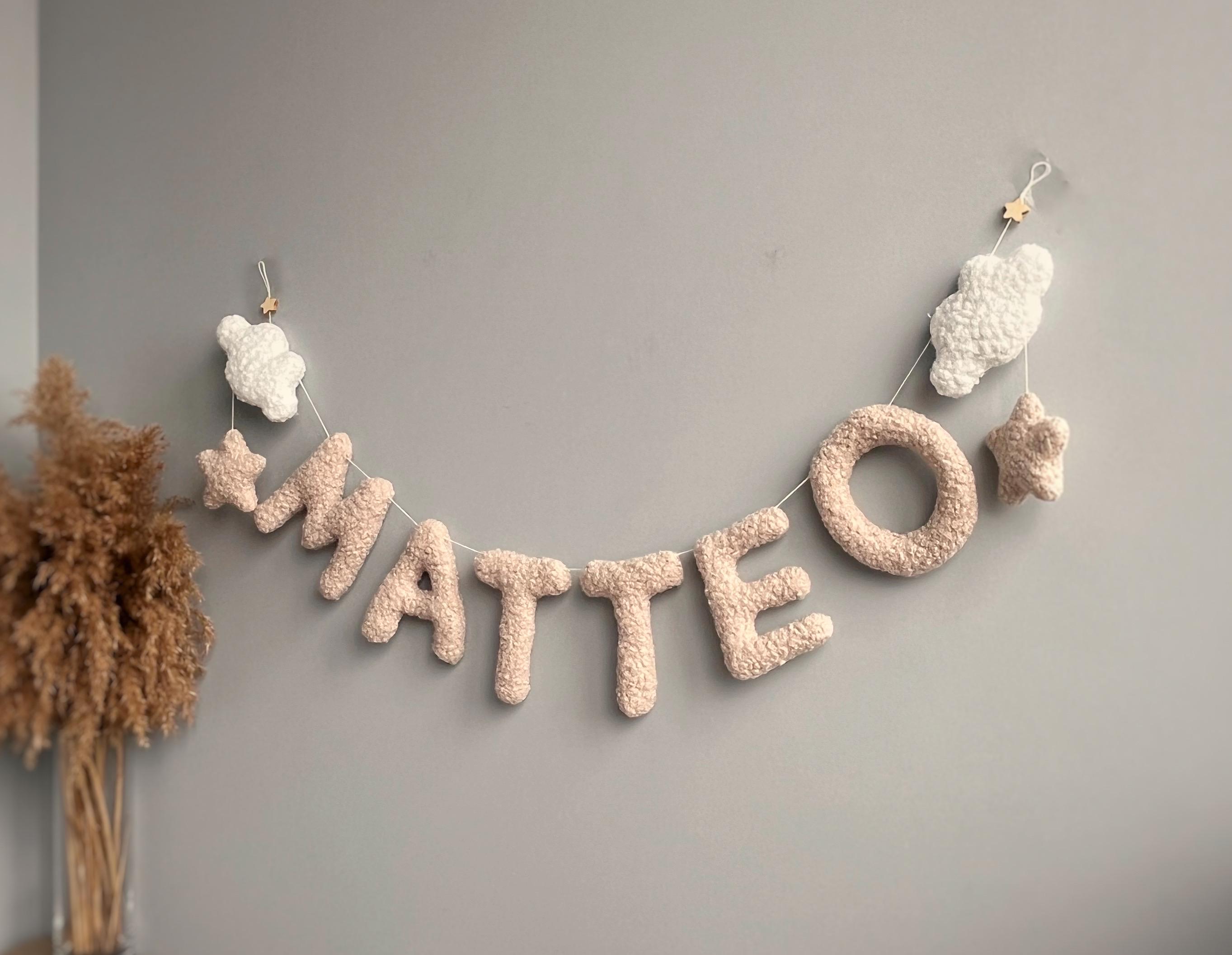 Wall Name Decor,name Garland, Boucle Clouds Garland, Moon Nursery Decor ...